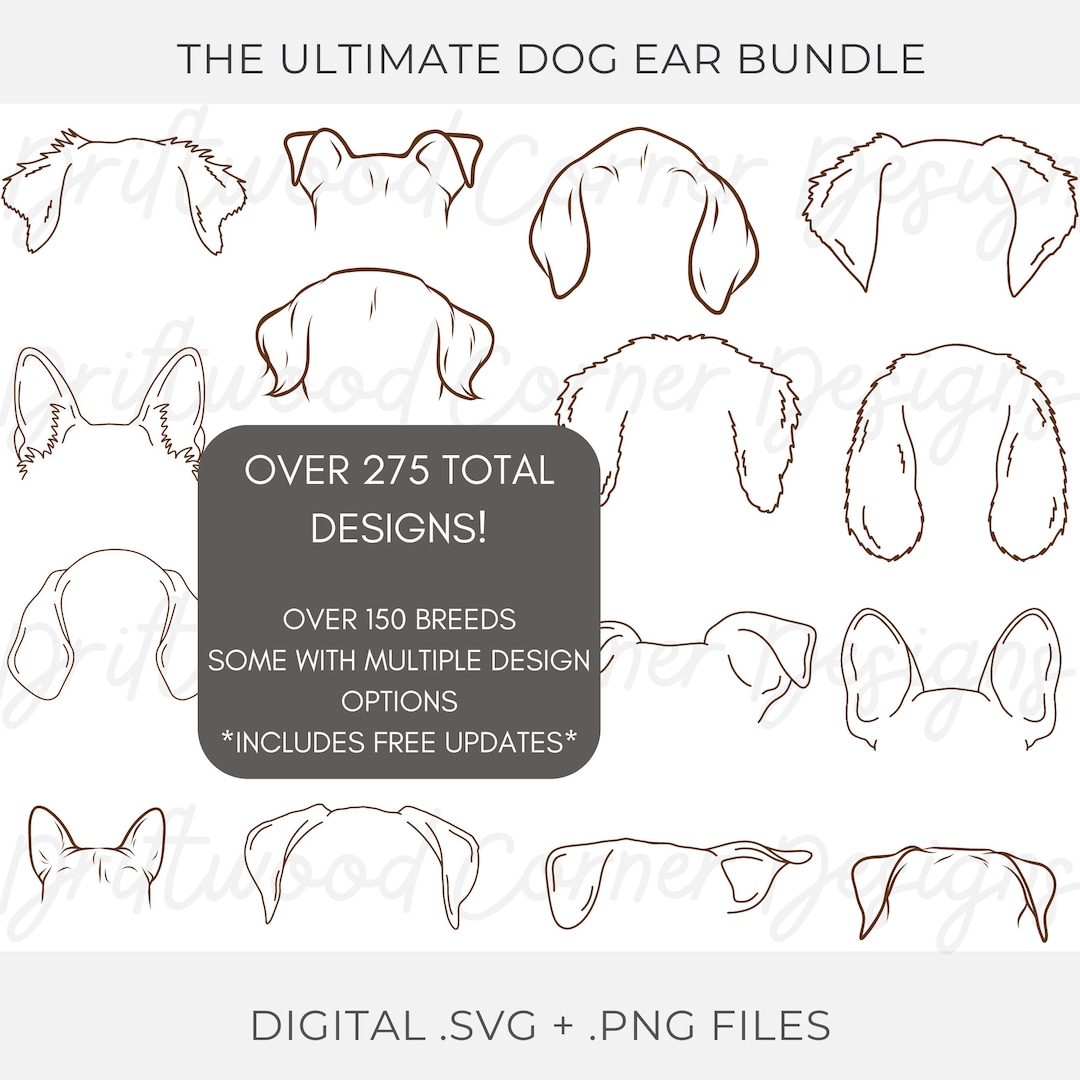 The Ultimate Dog Ear Outline Svg & Png Bundle, Over 275 Dog Breed Ear ...
