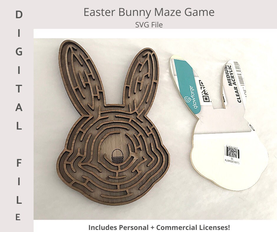 Easter Bunny Shaped Maze Game Digital SVG File for Glowforge or Similar ...