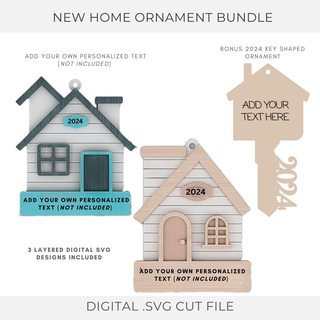 New Home Christmas Ornament Digital File Bundle, New Home Personalized ...