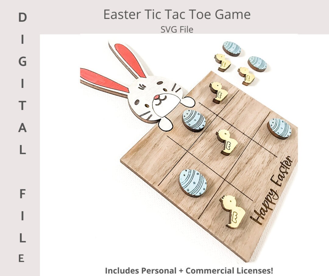 Easter Bunny Tic Tac Toe Game Digital SVG File/easter Games/wooden ...