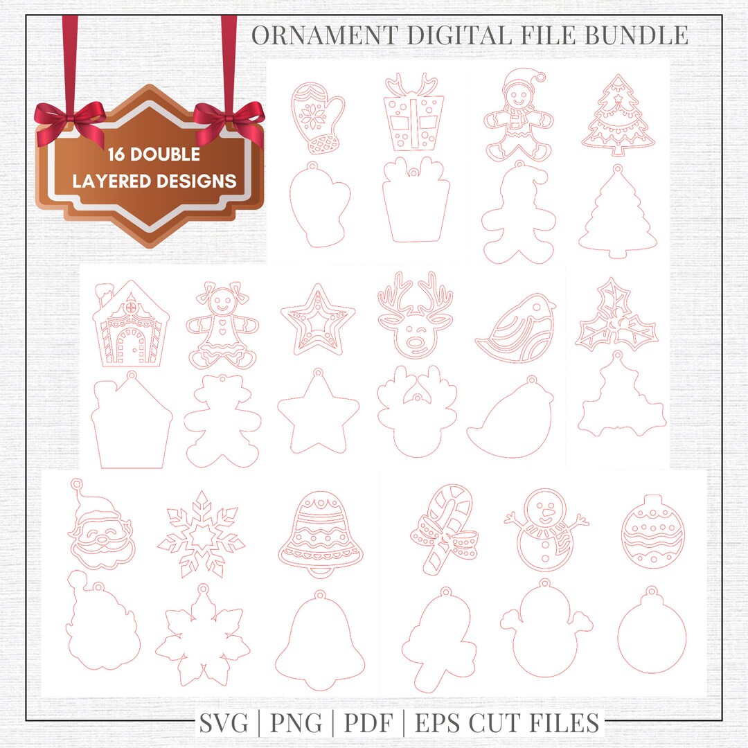 Christmas Ornament Bundle, Christmas Digital File Bundle, Laser Cut ...