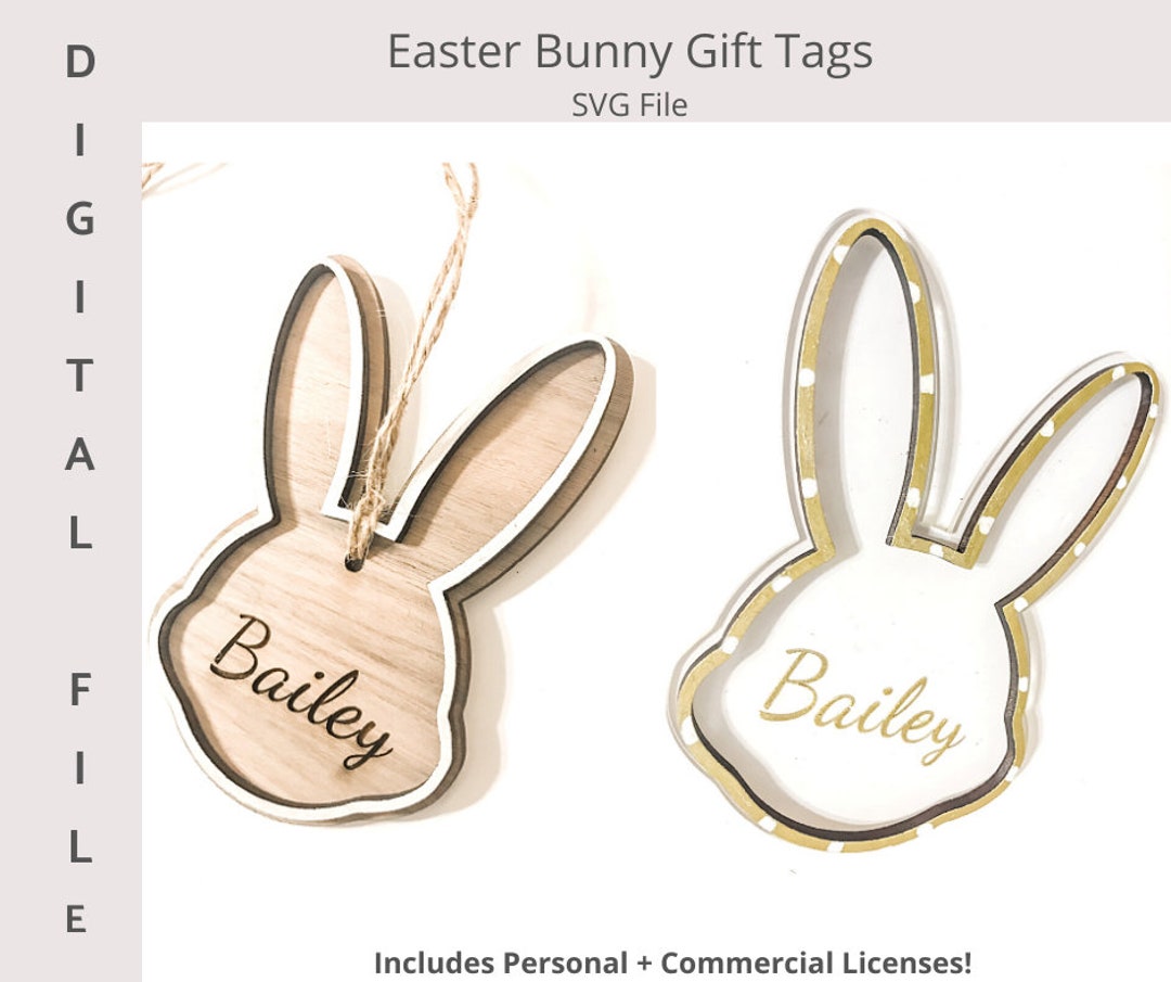 Easter Bunny Gift Tag/basket Tag Digital SVG File /easter Kids/easter ...