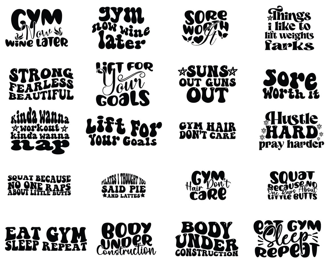 Fitness Retro Svg Bundle, Gym Svg Bundle, Workout Svg, Workout Shirt ...