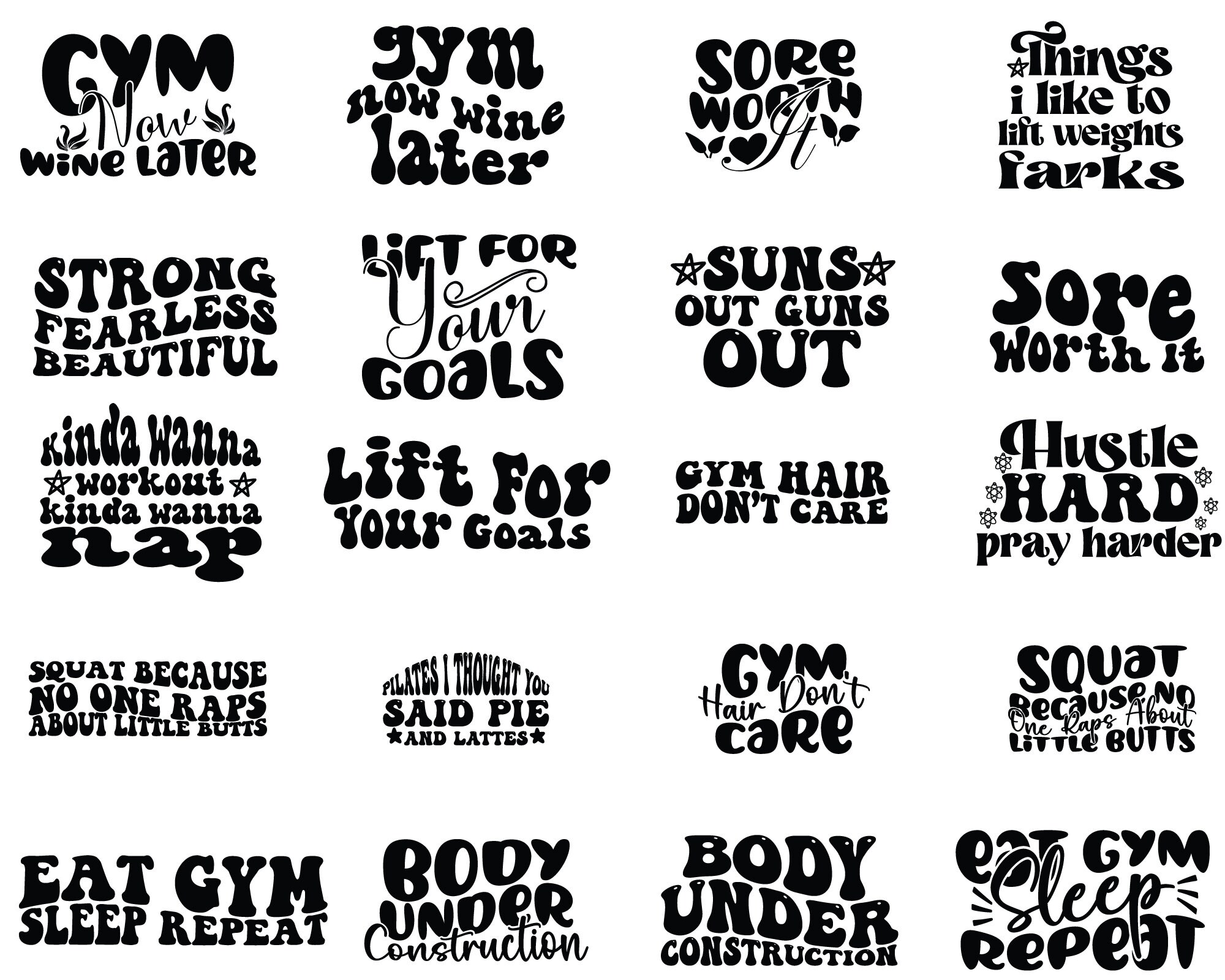 Fitness Retro Svg Bundle, Gym Svg Bundle, Workout Svg, Workout Shirt ...