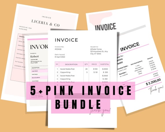 5 Invoice Template Pack Business Invoice Pdf/google - Etsy Hong Kong