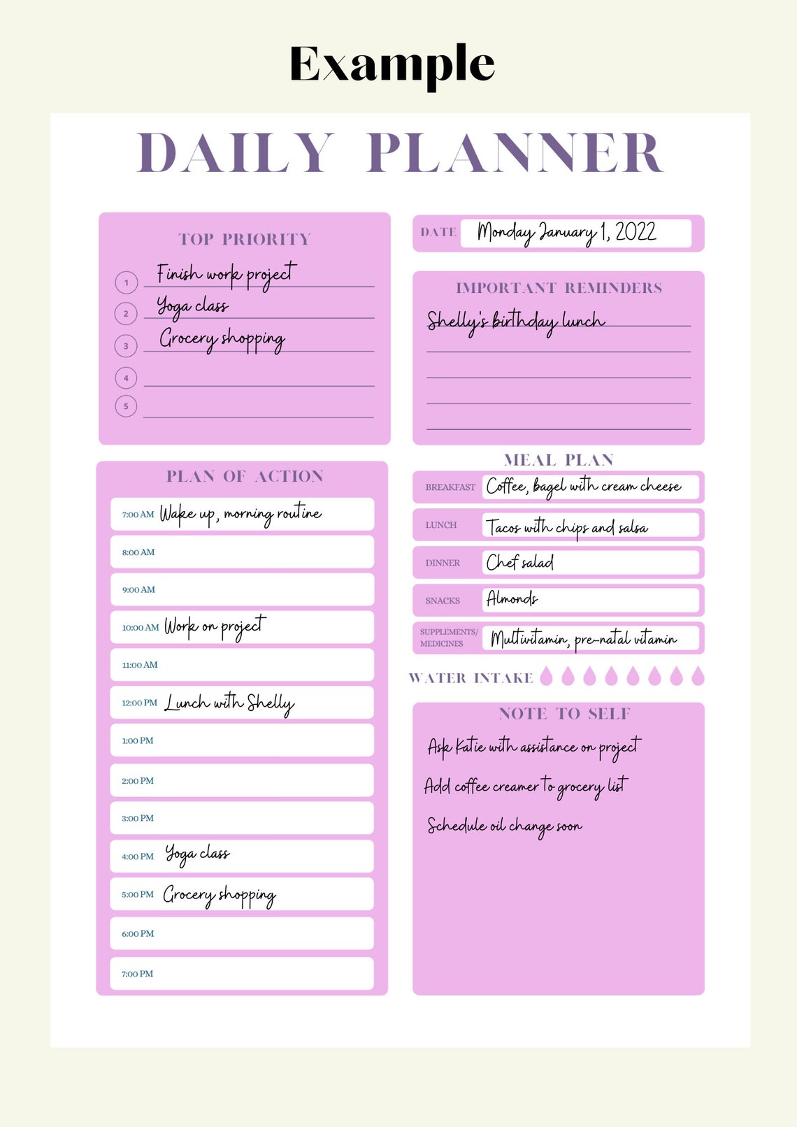 Daily Planner in Purple - Downloadable File - Etsy