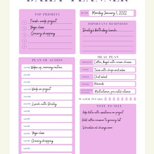 Daily Planner in Purple - Downloadable File - Etsy