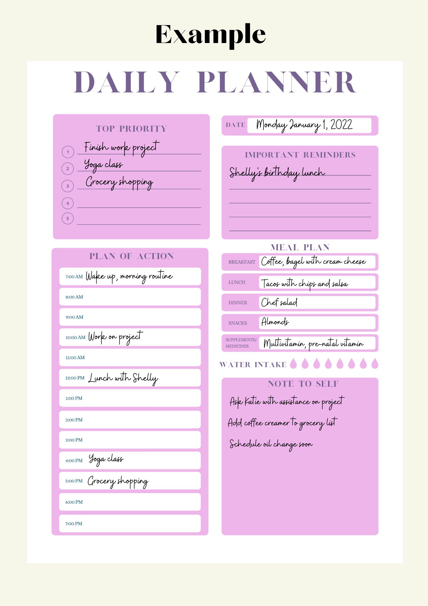 Daily Planner in Purple - Downloadable File - Etsy