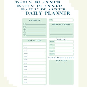 Daily Planner in Blue - Downloadable File - Etsy