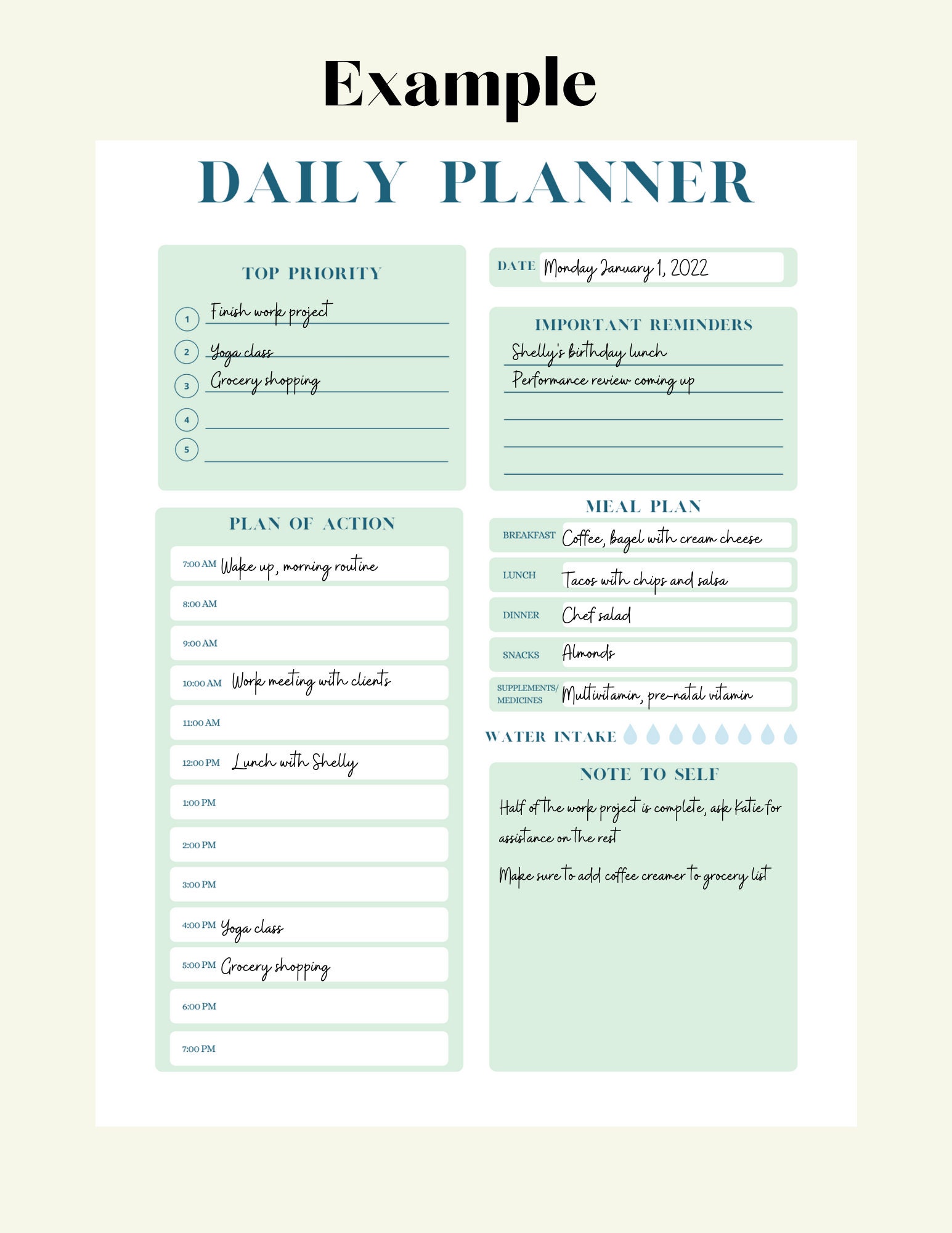 Daily Planner in Blue - Downloadable File - Etsy