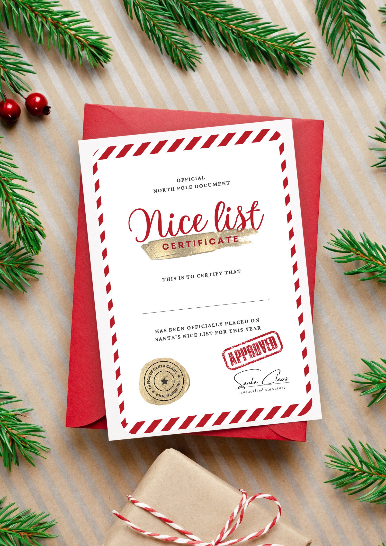 Nice List Certificate, Letter From Santa, Christmas Eve Box, Print at ...