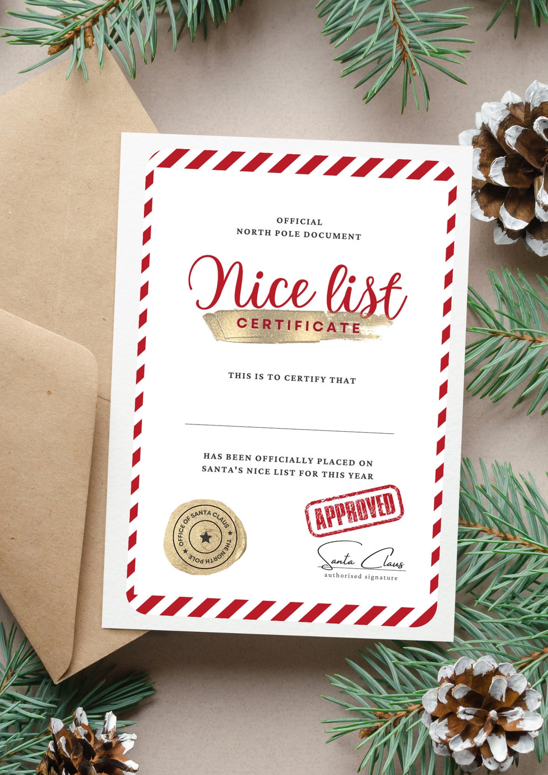 Nice List Certificate, Letter From Santa, Christmas Eve Box, Print at ...