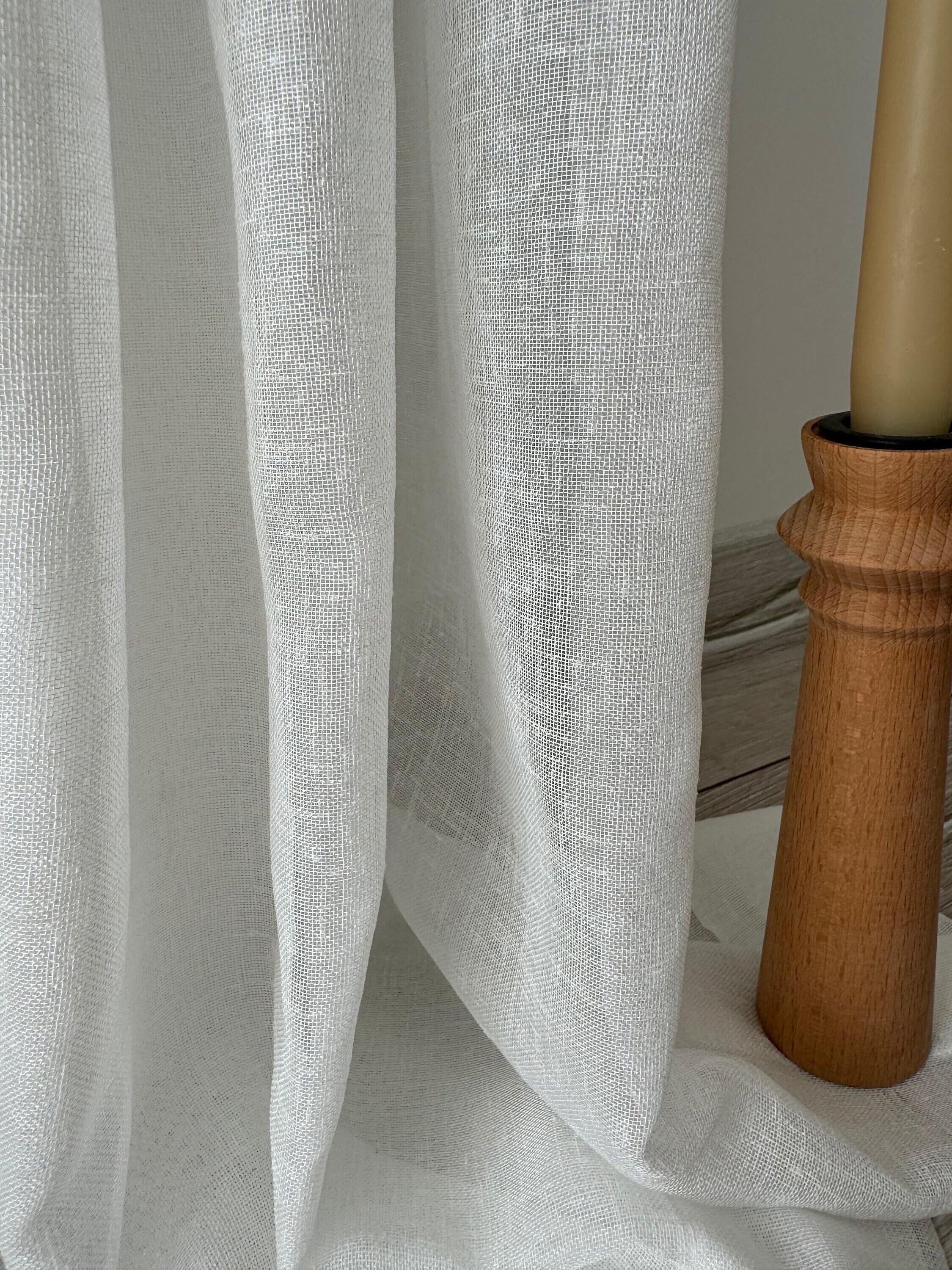 Extra Wide Linen Sheer Curtains, Canopy Bed Curtain, Bedroom Curtain, Living Room Curtain ...