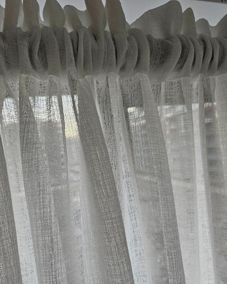 Extra Wide Faux Linen Sheer Curtains: Boho Bedroom Canopy, Rod Pocket ...