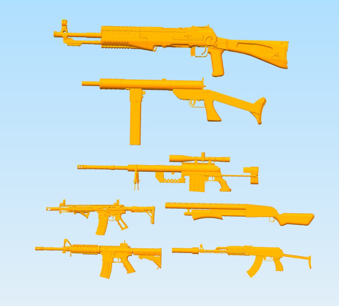 Weapons 3D Printable Stl Pack, Weapon Gun Pistol Stl, Riffle 3D Model ...