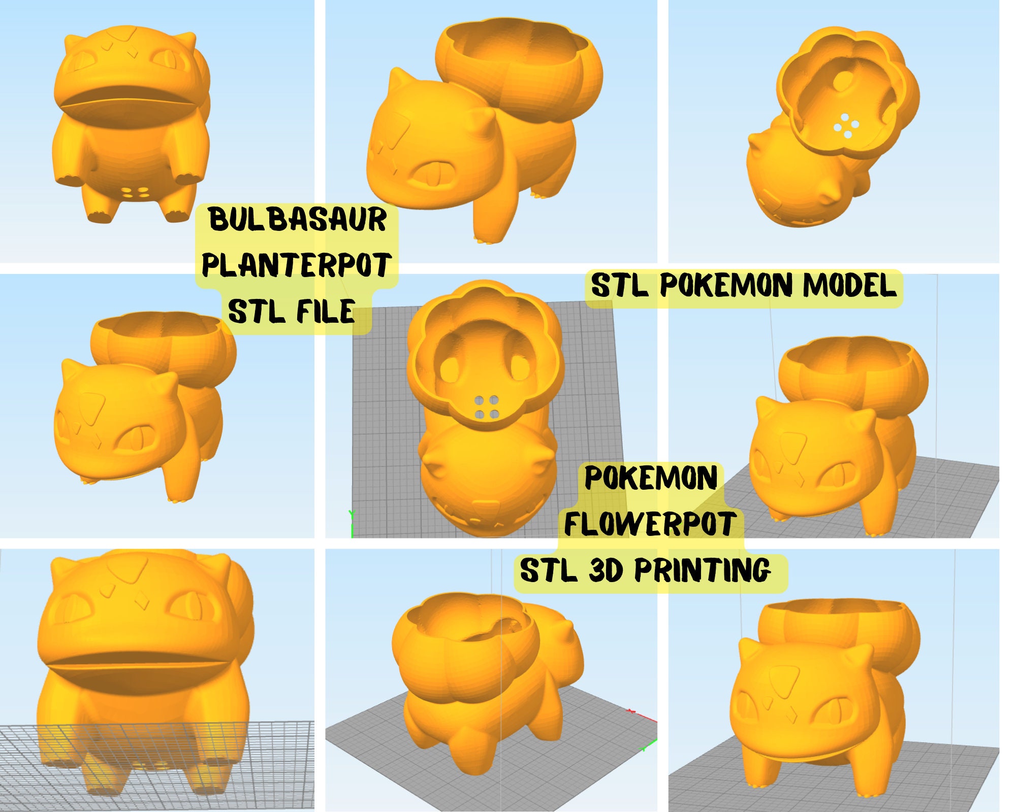 Pokemon Planterpot Stl File, Pokemon Flowerpot Stl File, for 3d ...