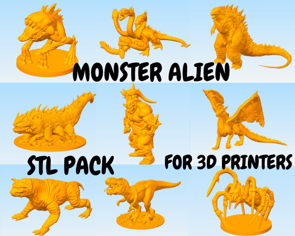 Monster Alien Tabletop Stl Pack, Beast Animal Stl Collection, Ogre ...