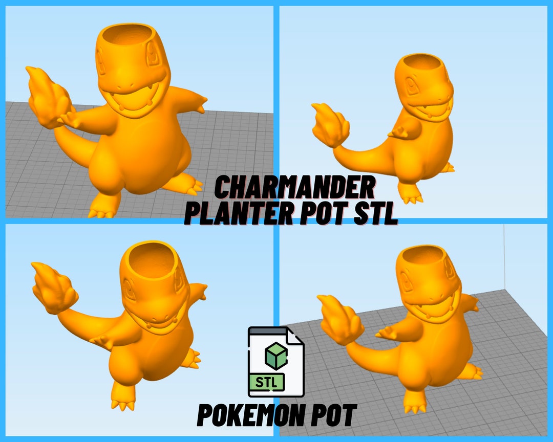 Charmander Flower Pot Stl File, Pokemon Planter Pot Stl, Bulbasaur ...