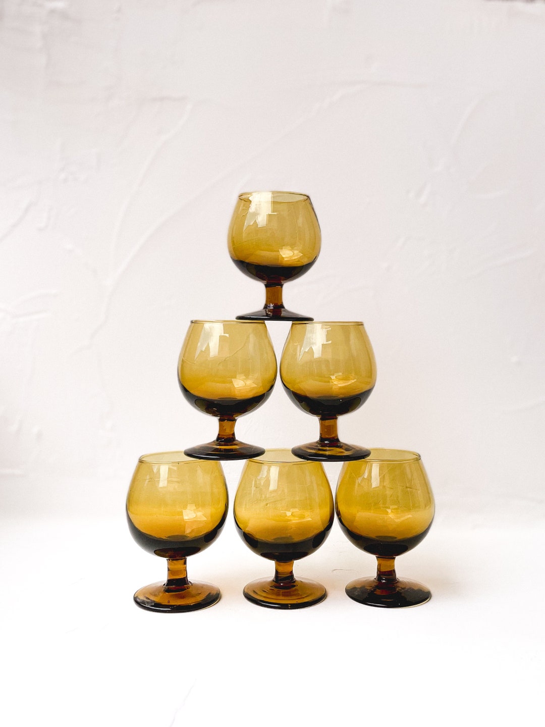 1960s Vintage Set of Six Vintage Digestif Glasses. Smoked Glass in a ...