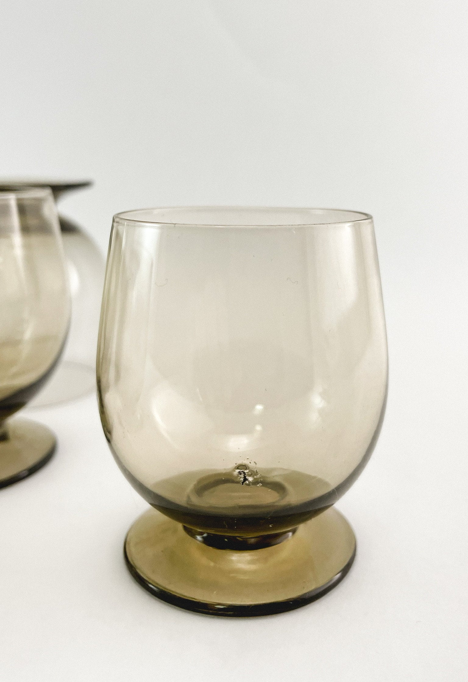 1960s Vintage Set of Sherry / Digestif Glasses. Grey Tempered Glass ...