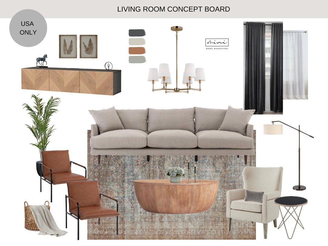 Living Room | Pre-styled Concept Board With Shopping List (USA ...