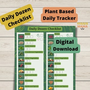 Daily Dozen Checklist Digital Download Plant Based Daily Checklist - Etsy