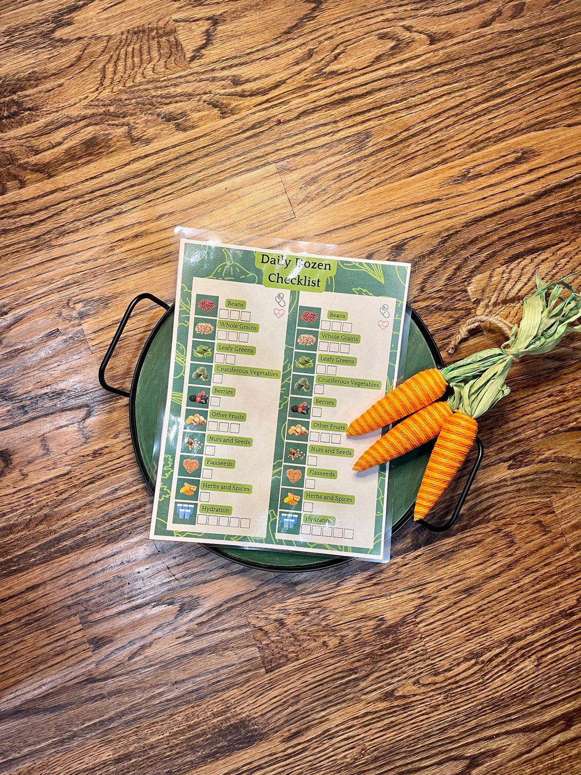 Daily Dozen Checklist Laminated Hard Copy Plant Based Tracker 8.5" X 11 ...