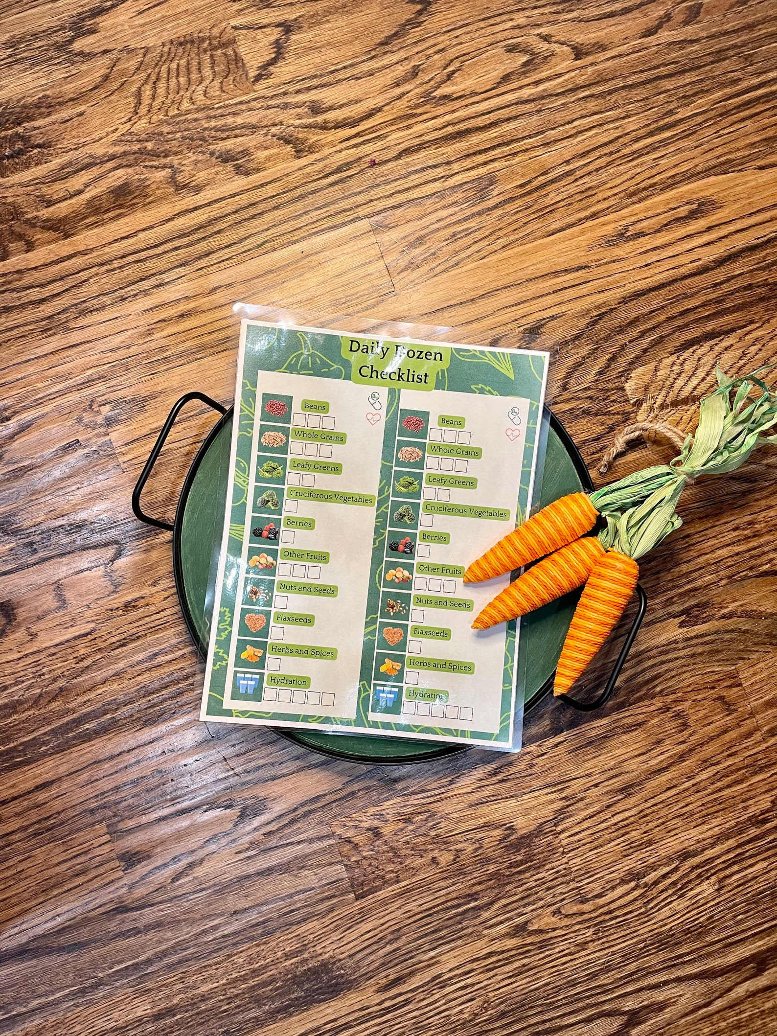 Daily Dozen Checklist Laminated Hard Copy Plant Based Tracker 8.5" X 11 ...