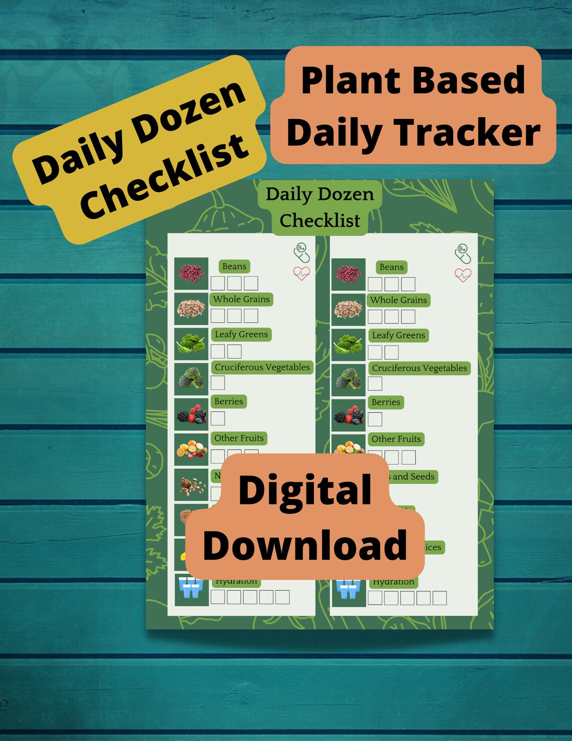 Daily Dozen Checklist Digital Download Plant Based Daily - Etsy
