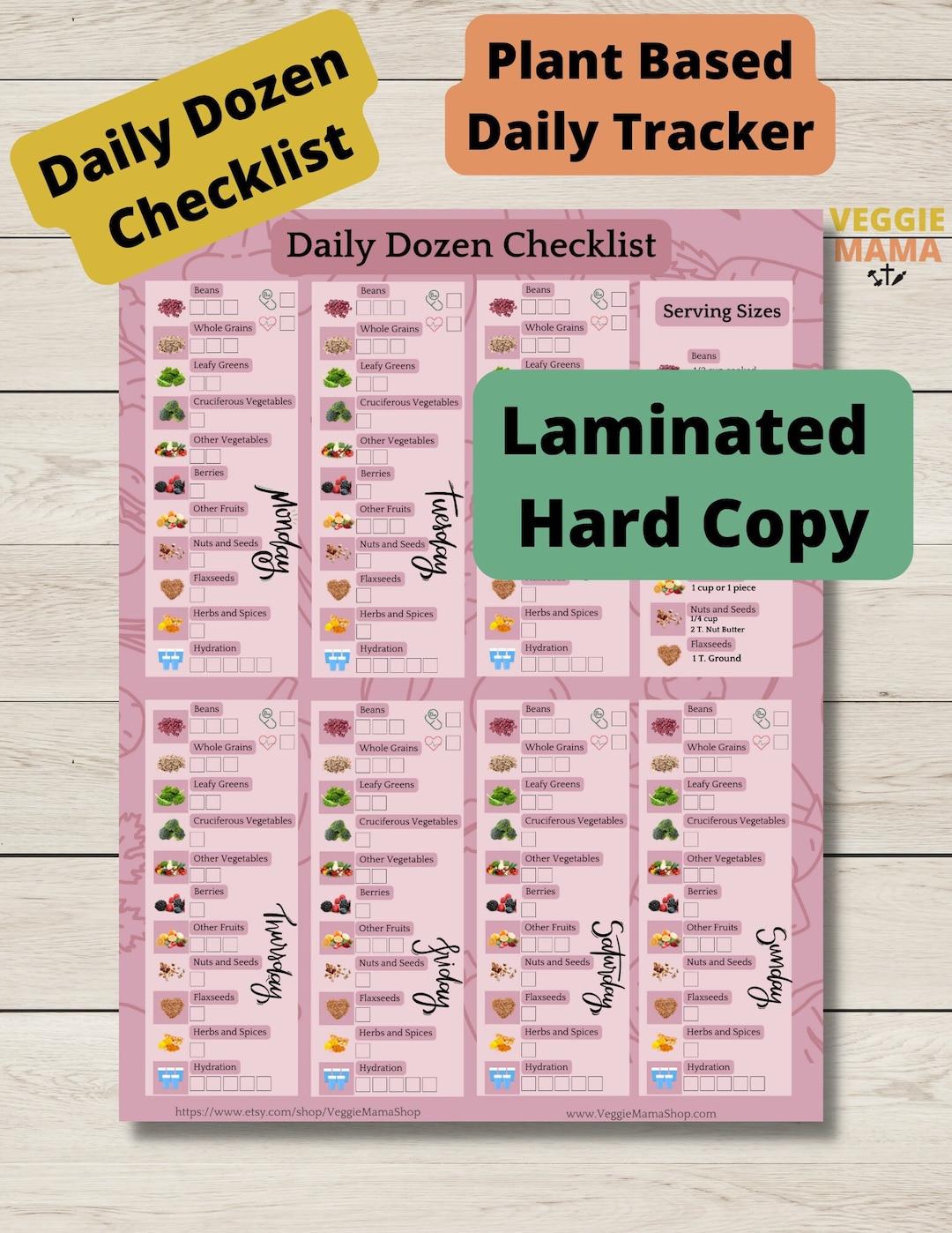 UPDATED! 7 Day Daily Dozen Checklist Laminated Hard Copy in Pink - Etsy