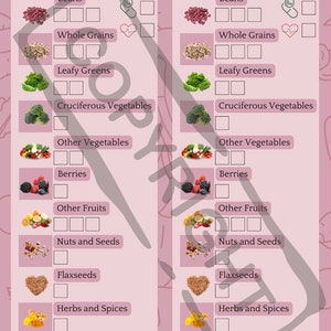 Pink Daily Dozen Checklist Digital Download Plant Based Daily Checklist ...
