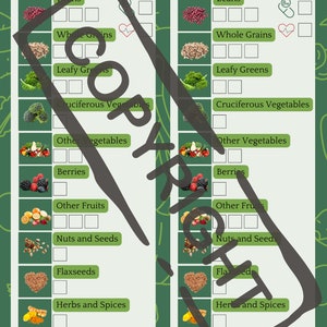 Daily Dozen Checklist Laminated Hard Copy Plant Based Tracker 8.5" X 11 ...