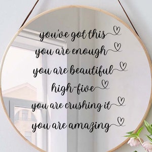 Positive Affirmation Mirror Decal. Pick Your Design and Color. Custom ...