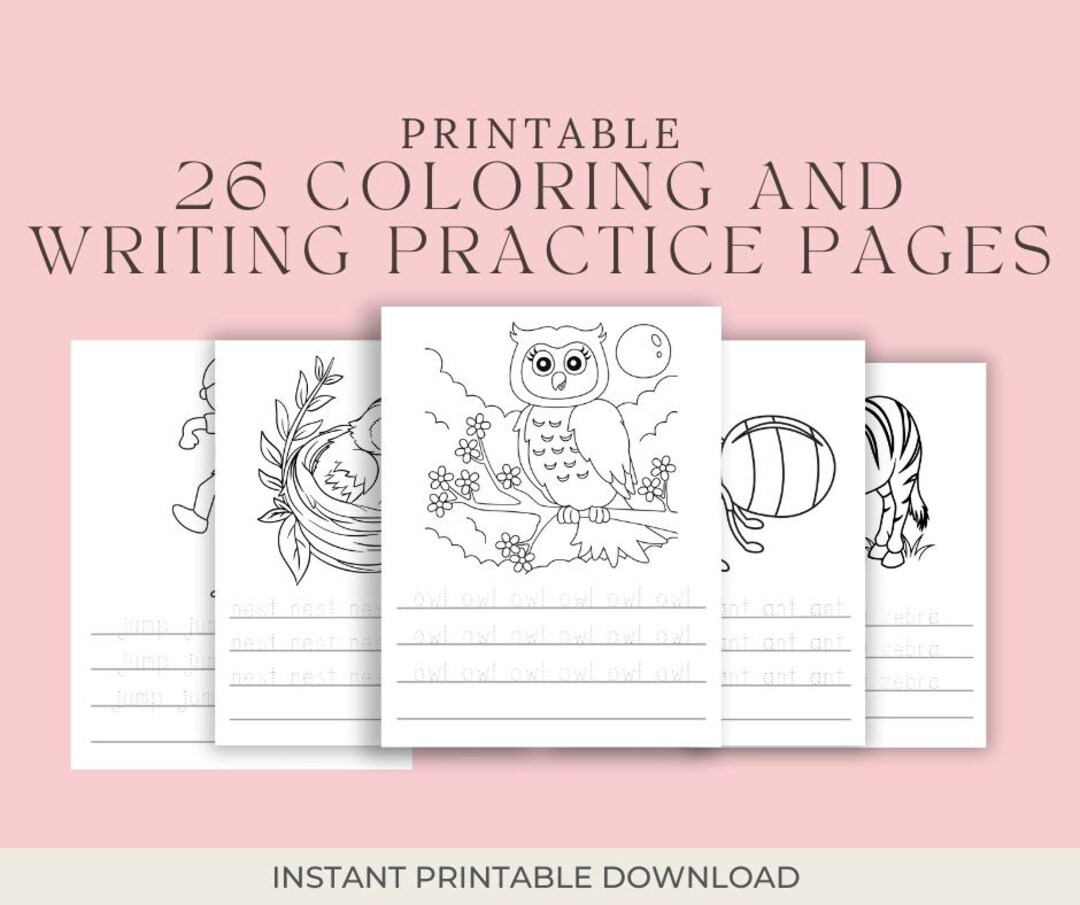 26 Writing Practice and Coloring Sheets, Homeschool Elementary Teacher ...