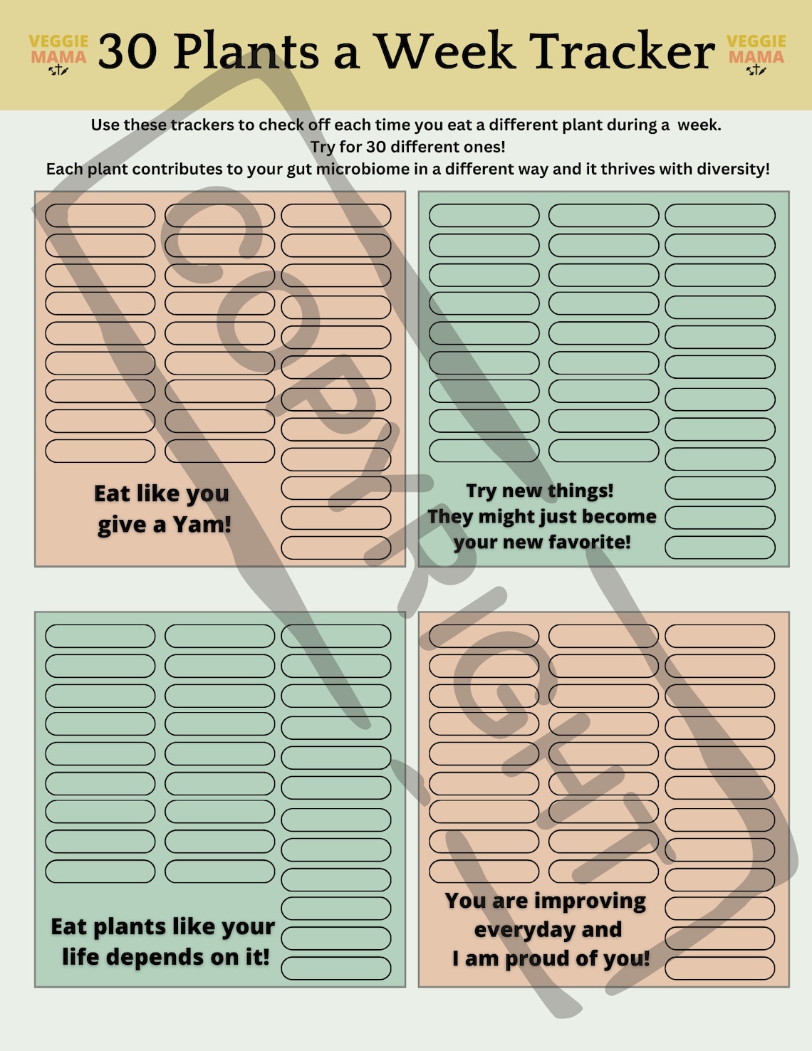 Laminated Reusable Tracker! 30 Plants a Week Tracker; Plant Diversity ...