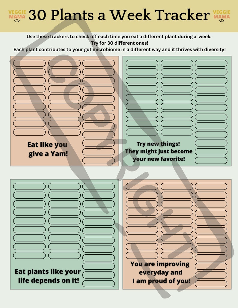 Laminated Reusable Tracker! 30 Plants a Week Tracker; Plant Diversity ...