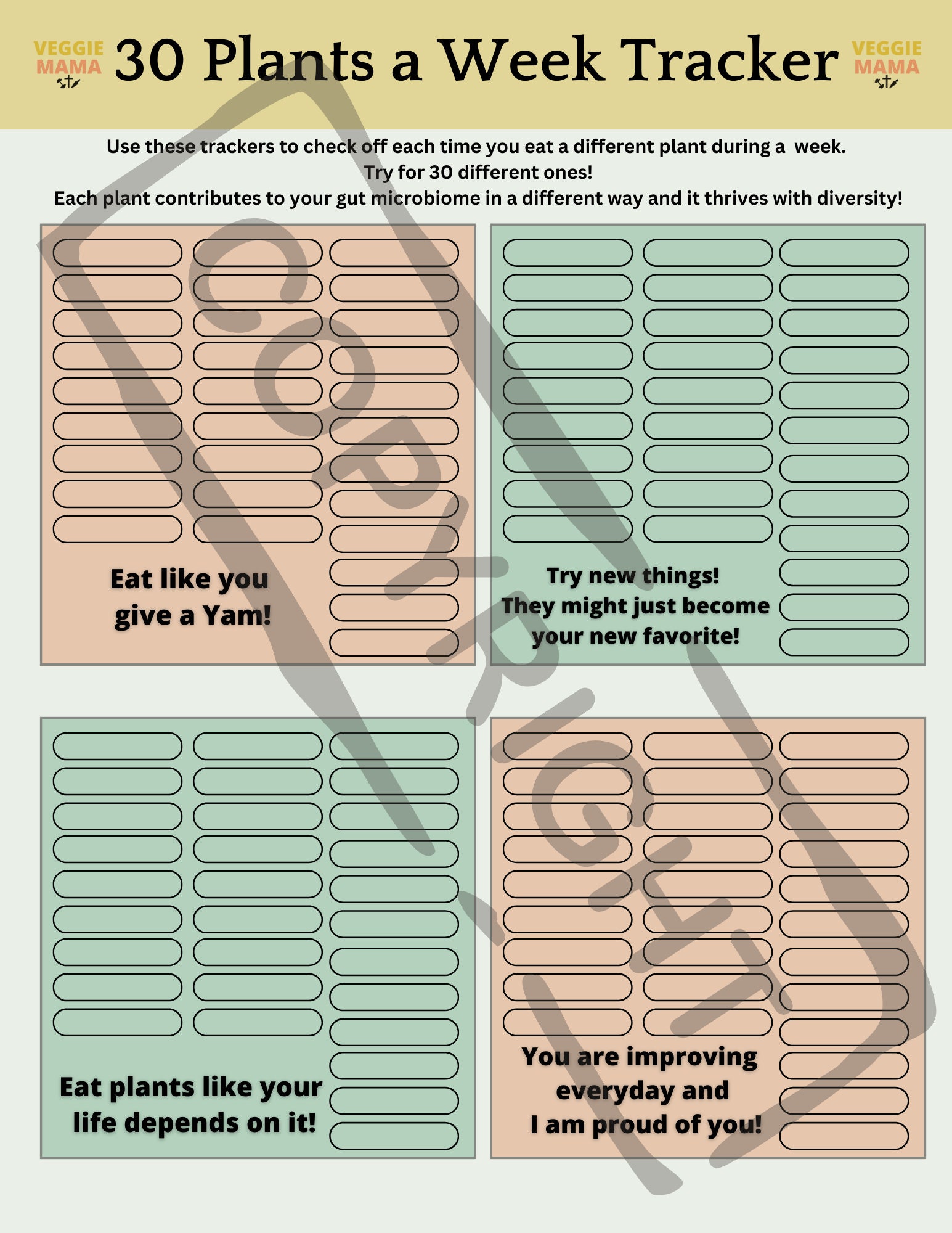 Laminated Reusable Tracker! 30 Plants a Week Tracker; Plant Diversity ...
