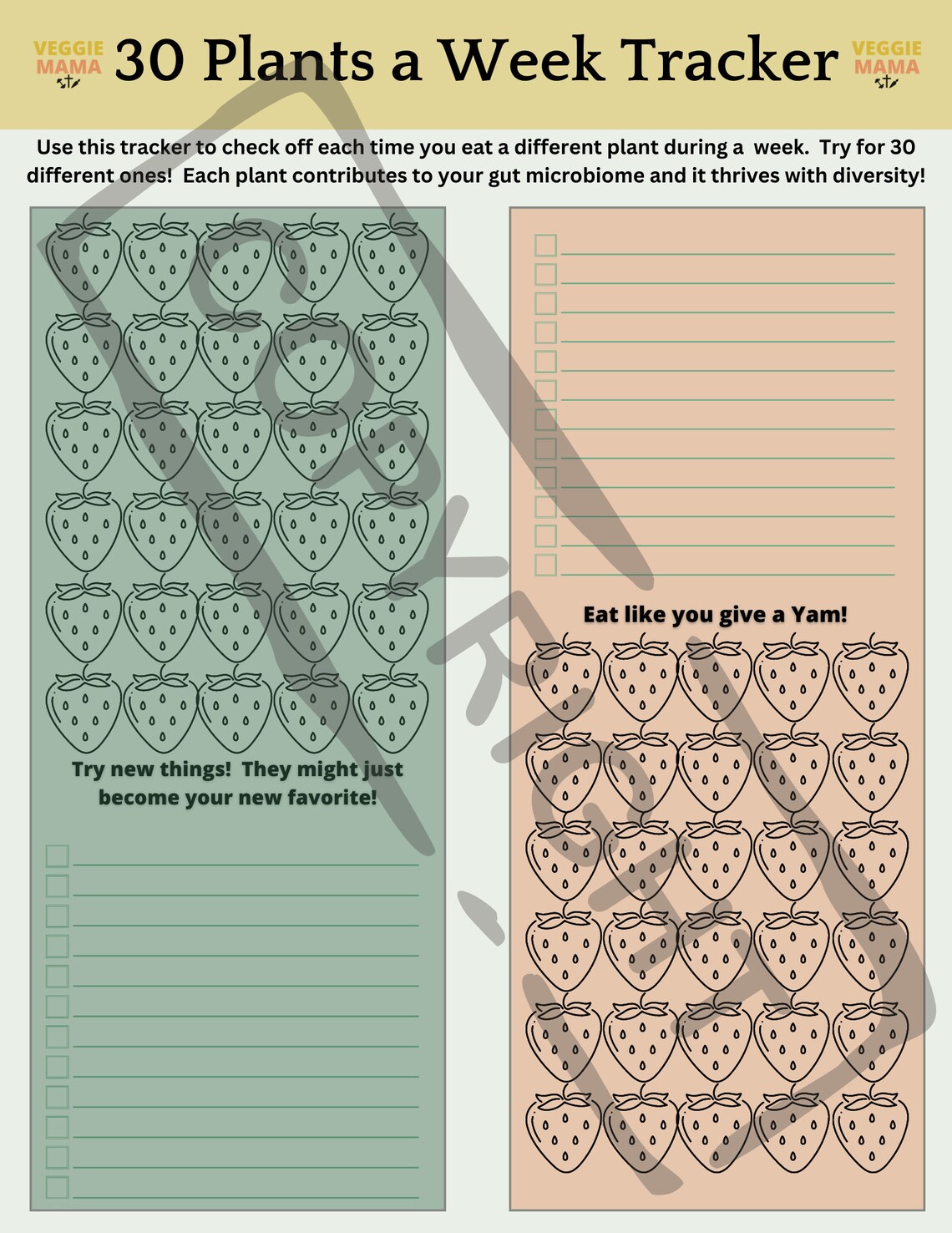 Laminated Reusable Tracker! 30 Plants a Week Tracker; Plant Diversity ...
