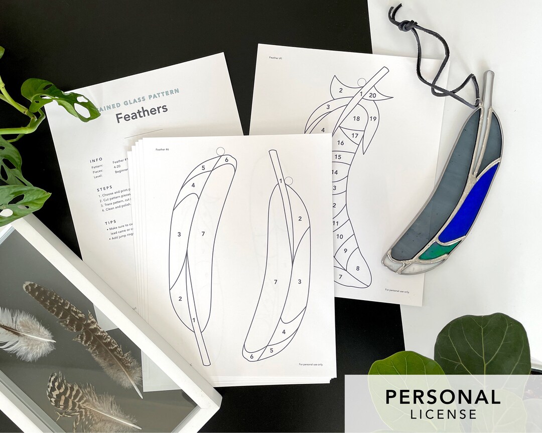 Pattern Feather Bundle for Stained Glass PERSONAL Suncatcher Bird ...