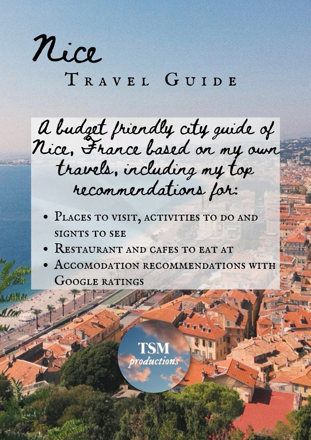 Nice, France Travel Guide Printable // Budget City Break Itinerary ...