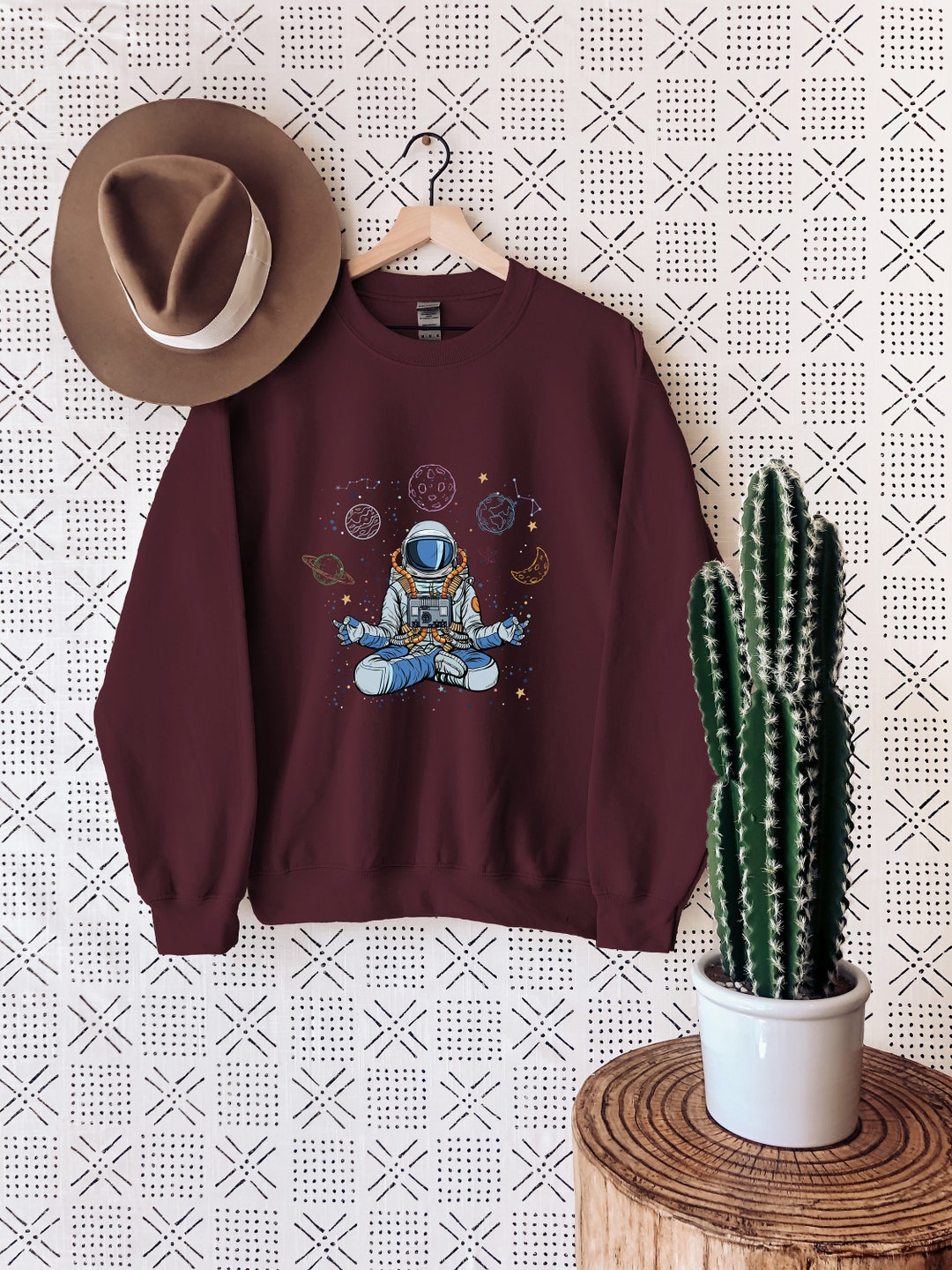 Astronaut Yoga Sweatshirt, Outer Space Sweaters, Gift for Yoga Lover ...