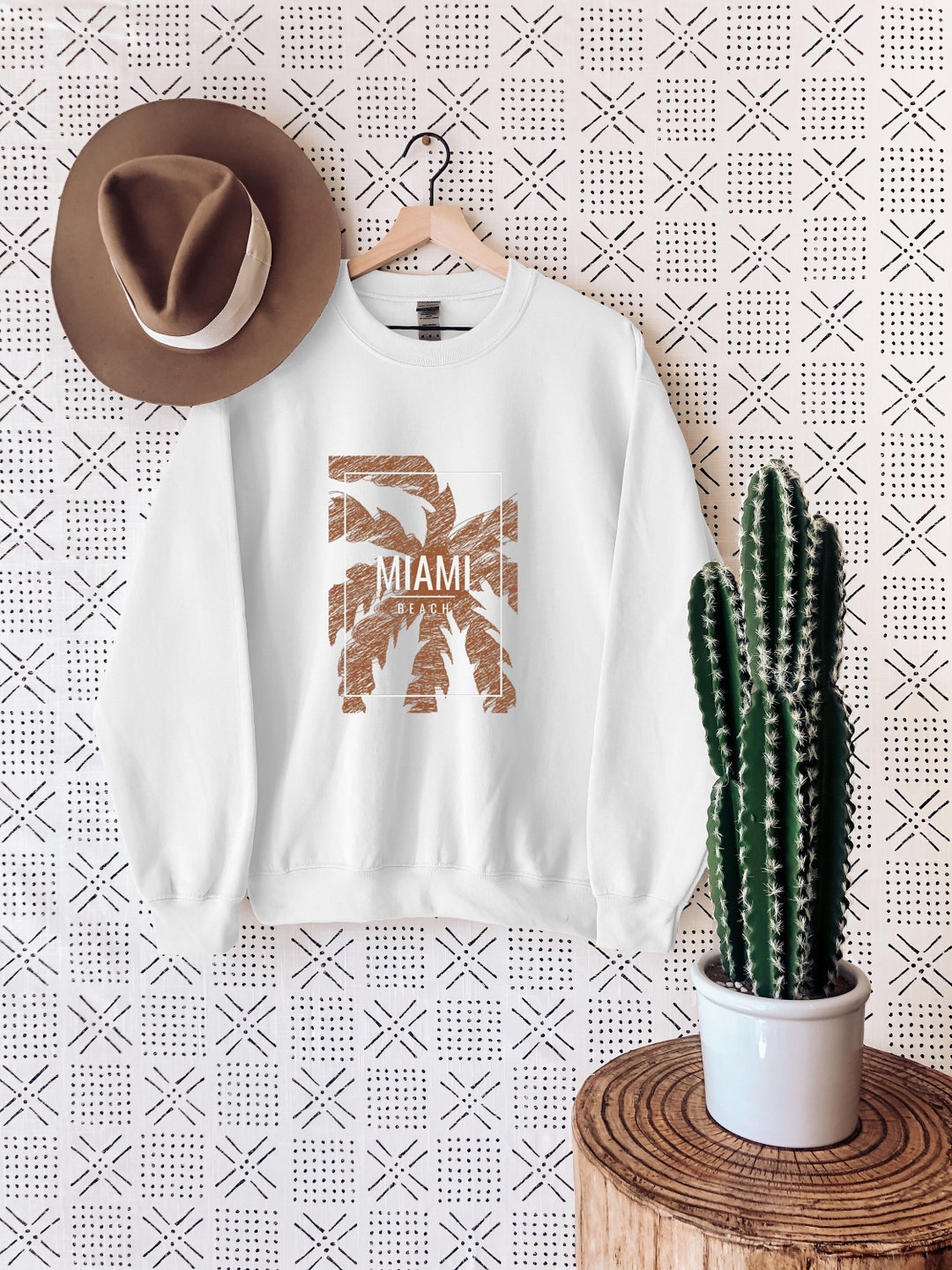 Miami Beach Sweatshirt, Cool Palm Tree Graphic Sweat, Miami Sweatshirt ...