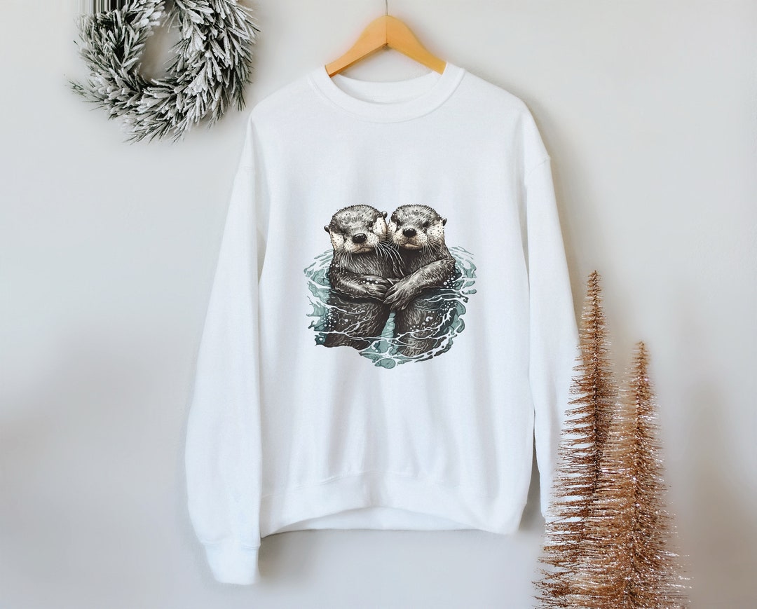 Otters Swimming Sweatshirt, Otter Mom Sweatshirt, Sea Otter Sweater ...