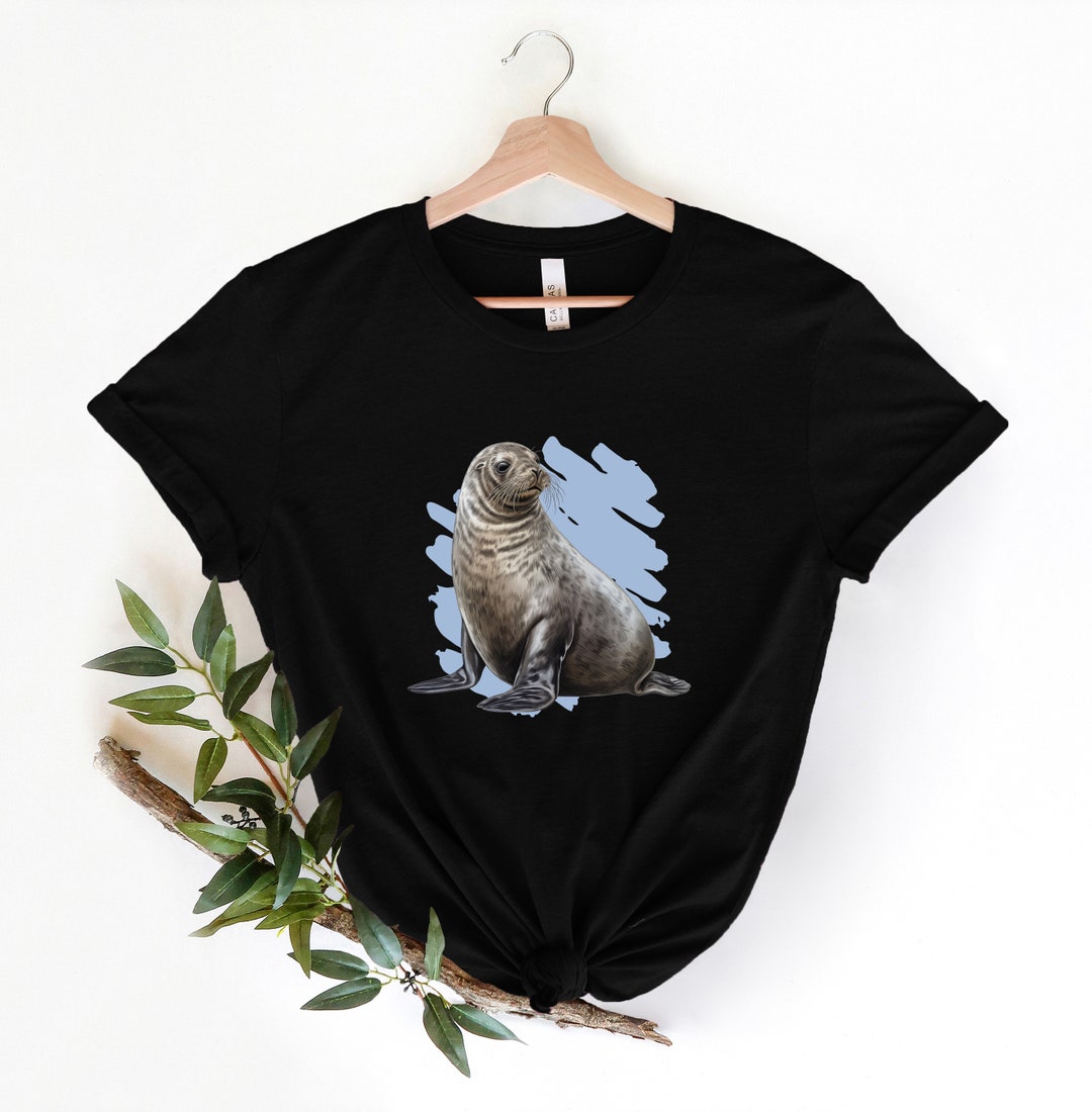 Realistic Seal Shirt, Water Color Animal Design Shirt, Summer Shirt ...