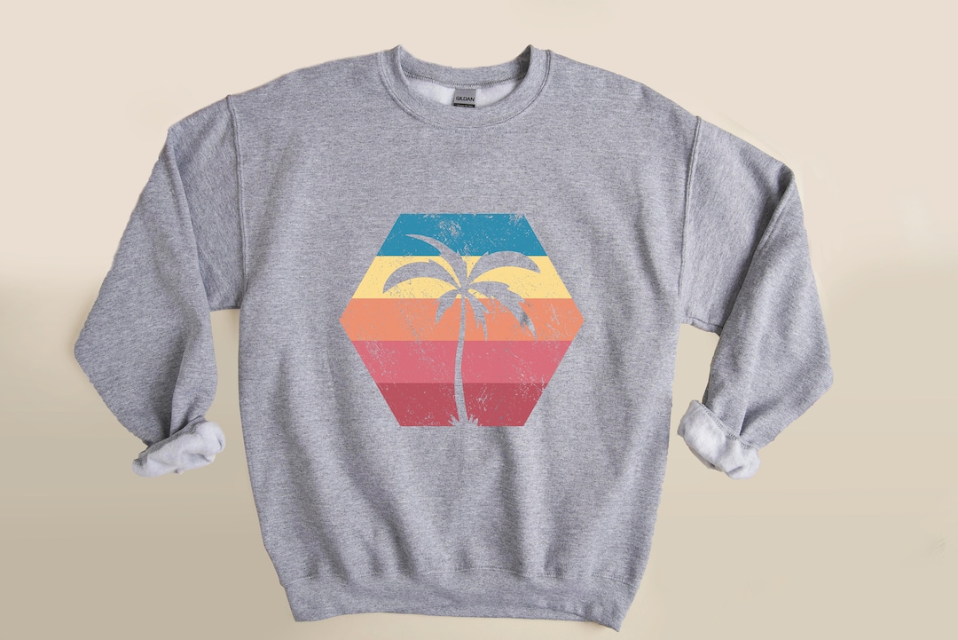 Vintage Palm Tree Sweatshirt, Palm Tree Sweater, Tropical Sweatshirt ...