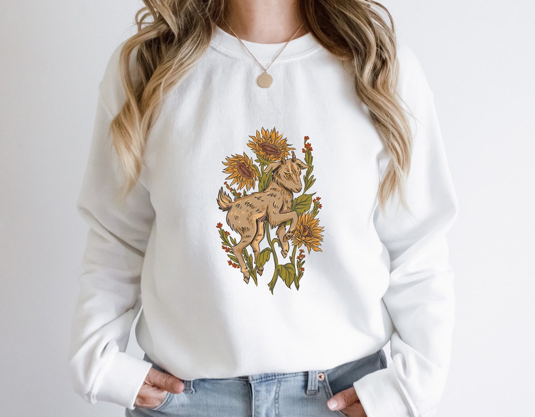 Baby Goat Sweatshirts, Cute Goat Sweater, Natural Goat Kid Sweatshirt ...