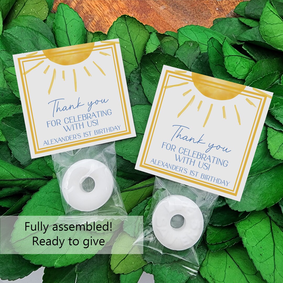 Retro Sunshine Party Favors Personalized Mints Baby Shower Sun Theme ...