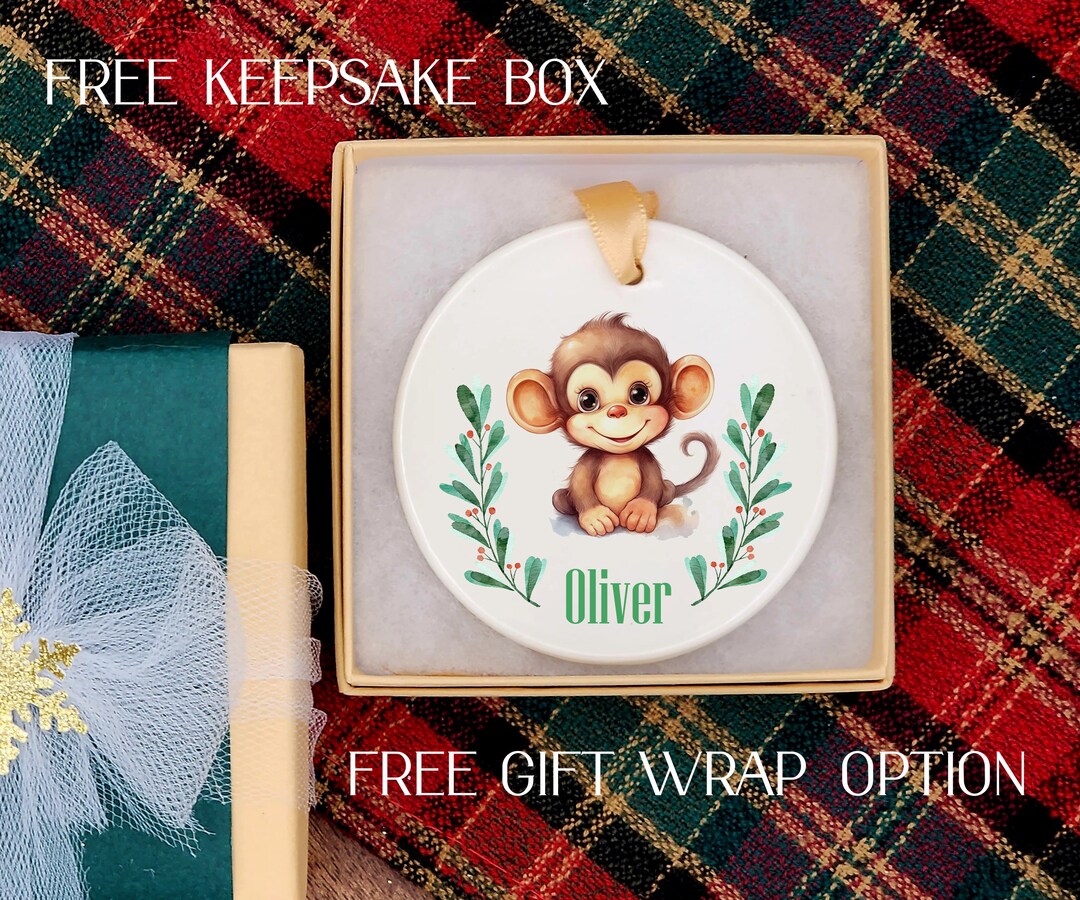 Monkey Ornament - Personalized Baby Monkey Ornament - Monkey Gift ...