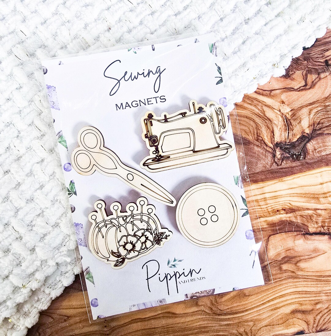 Sewing Magnets, Wooden Sewing Gifts, Fridge Magnet Set, Sewing Machine ...