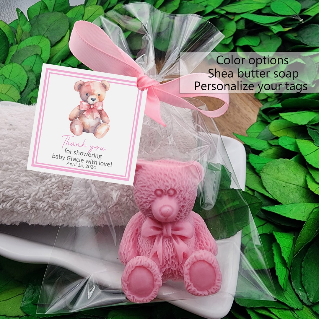 Pink Bear Baby Shower Favors - Pink Teddy Bear Favors - Bear Shower ...
